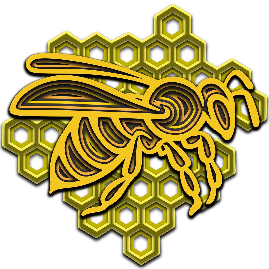 3D Bee Honey Bee Comb SVG 3D Multilayer Panel SVG Files Cutting DXF ...