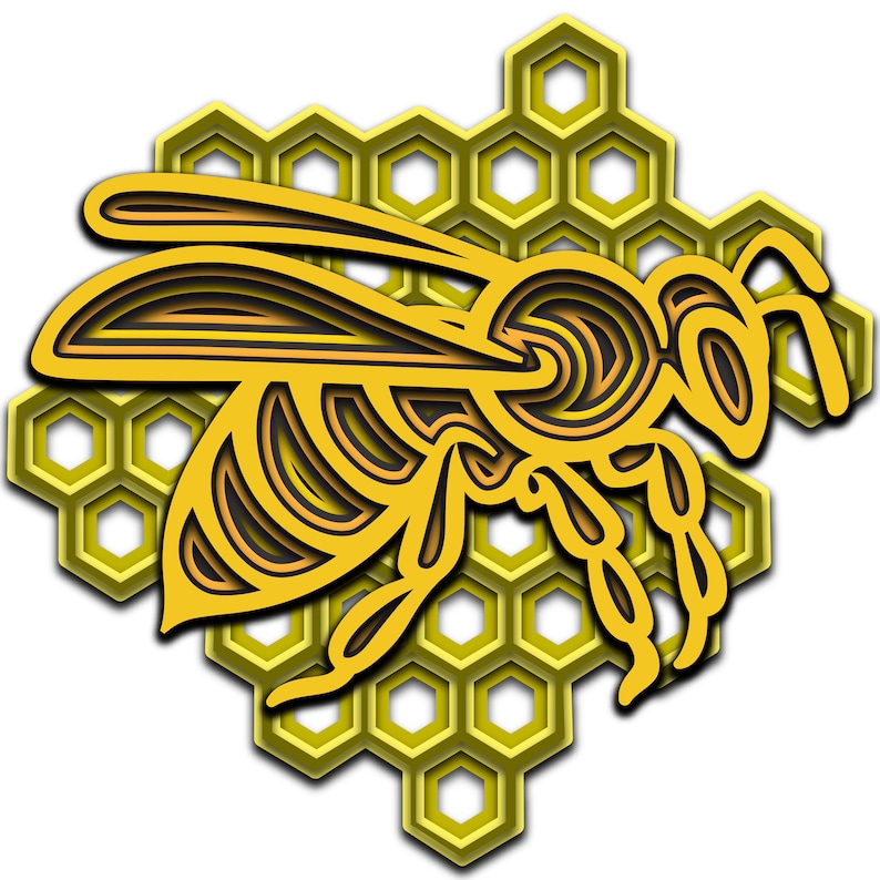 3D Bee Honey Bee Comb SVG 3D Multilayer Panel SVG Files - Etsy