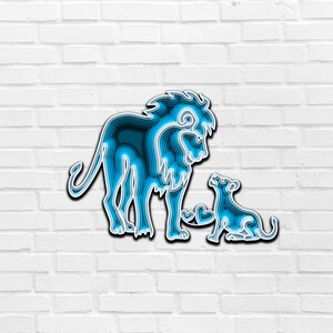 Lion SVG Dad Svg Cub Baby 3D SVG Files Multi Layer Panel Cutting Dxf ...
