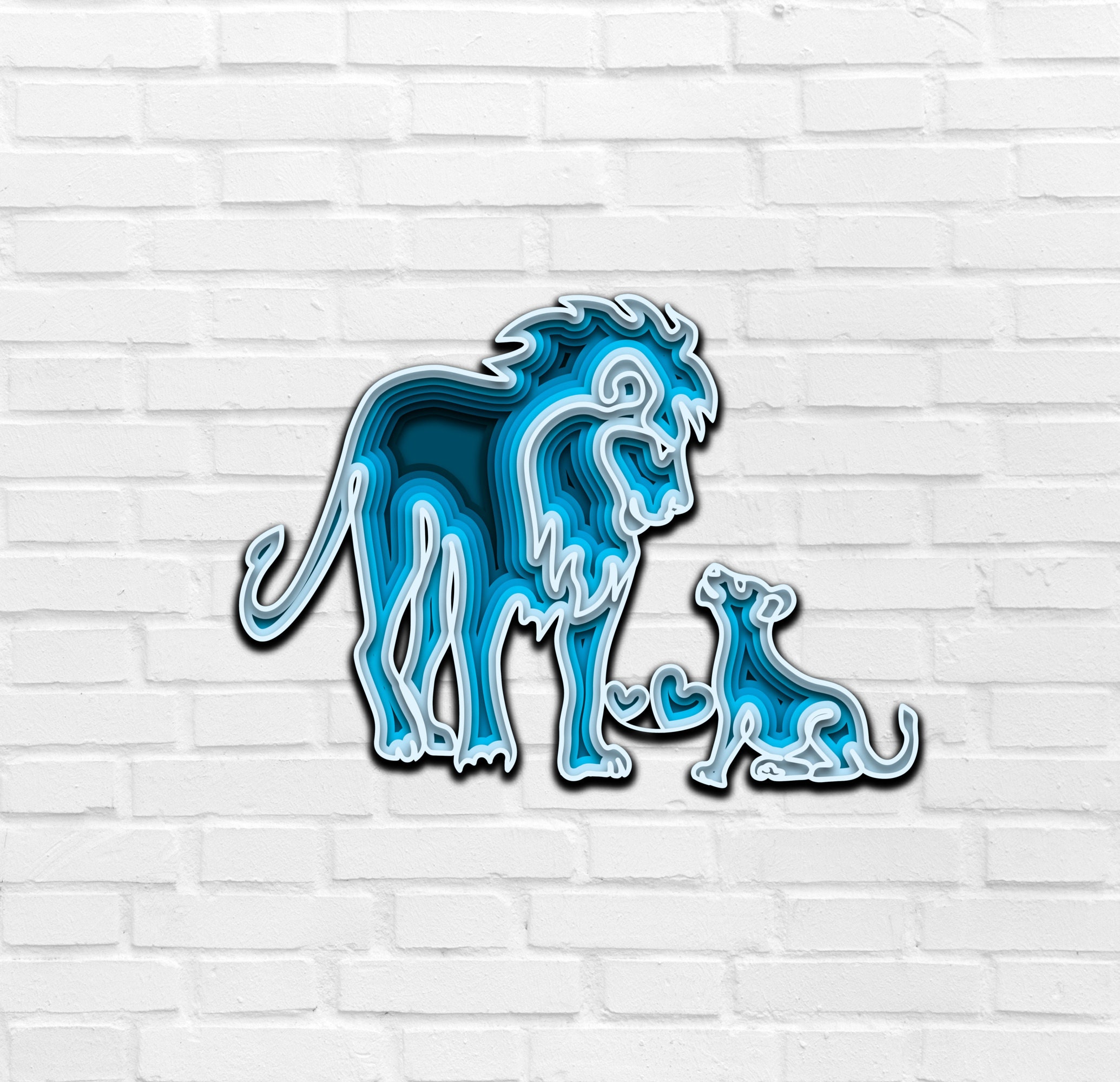 Lion SVG Dad Svg Cub Baby 3D SVG Files Multi Layer Panel Cutting Dxf ...