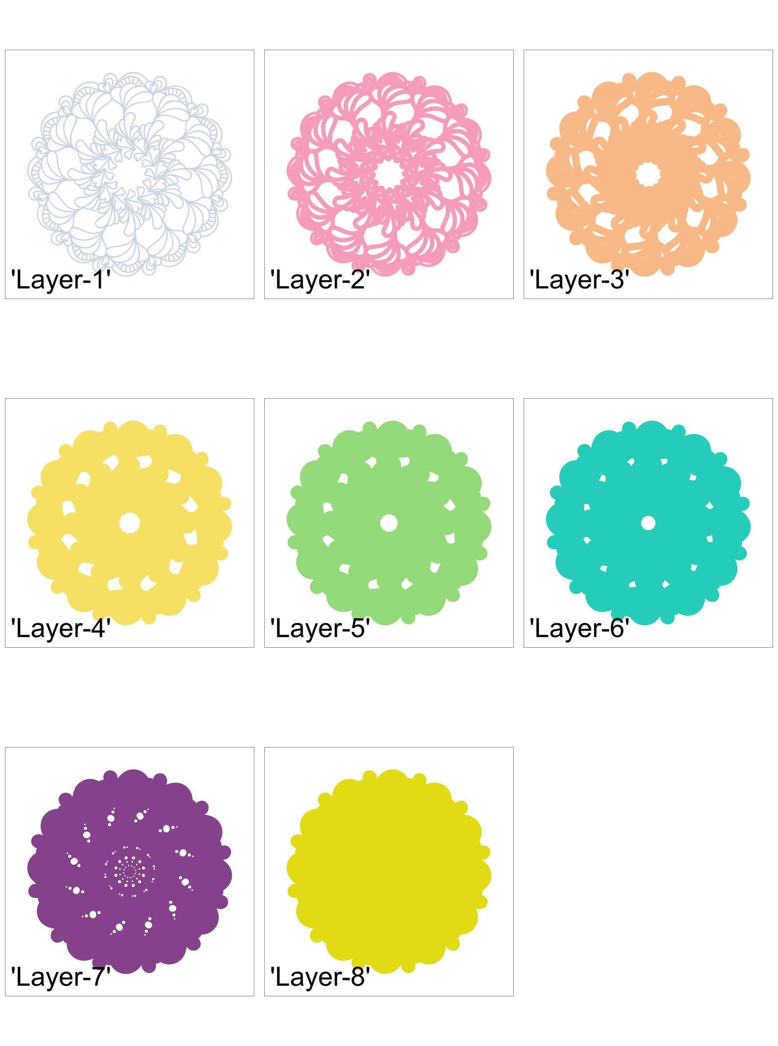 3D Round Circle Mandala 7 Layers SVG Files Wedding Panel Files for ...