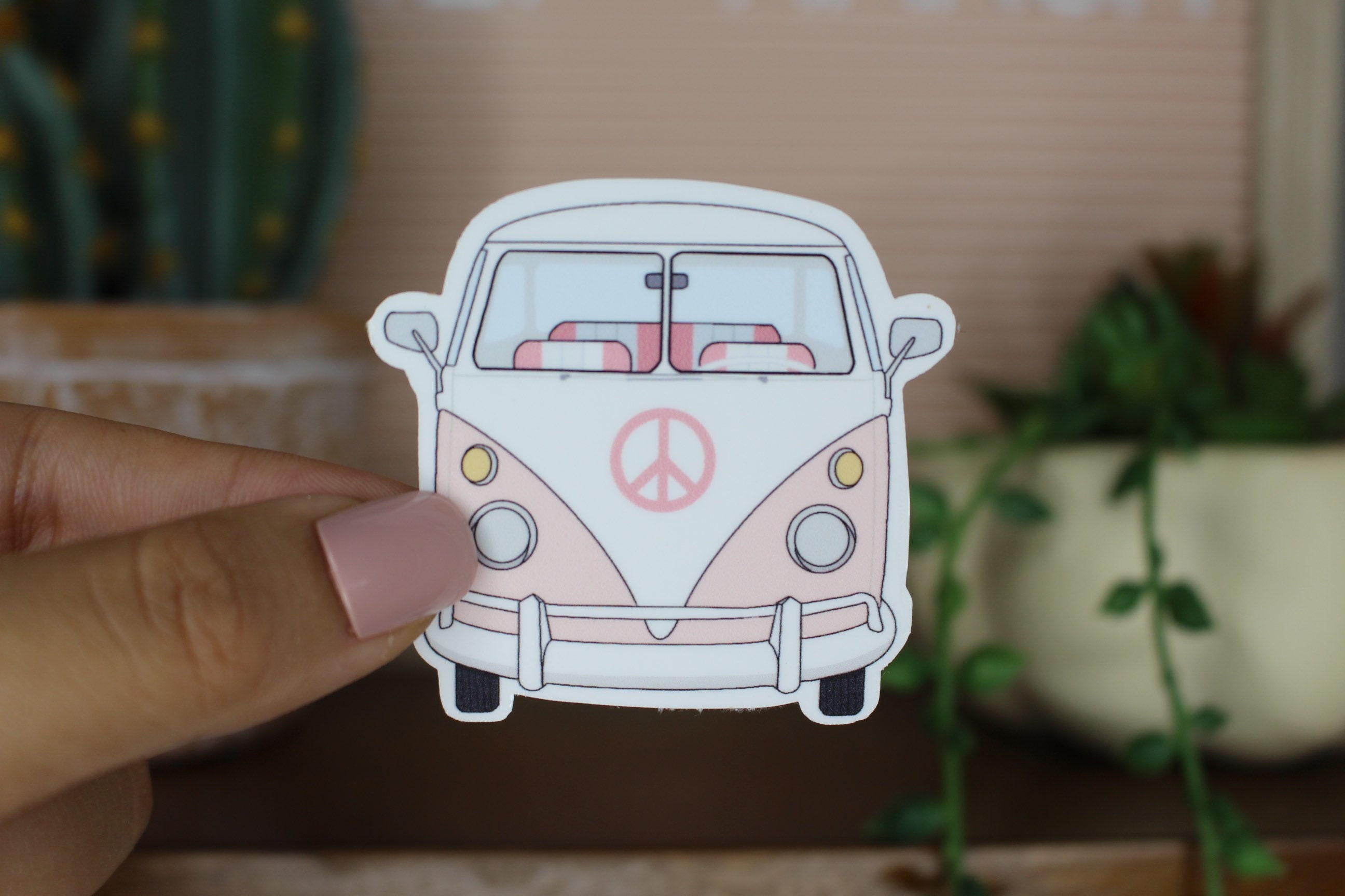 Pink VW Bus Sticker | Etsy