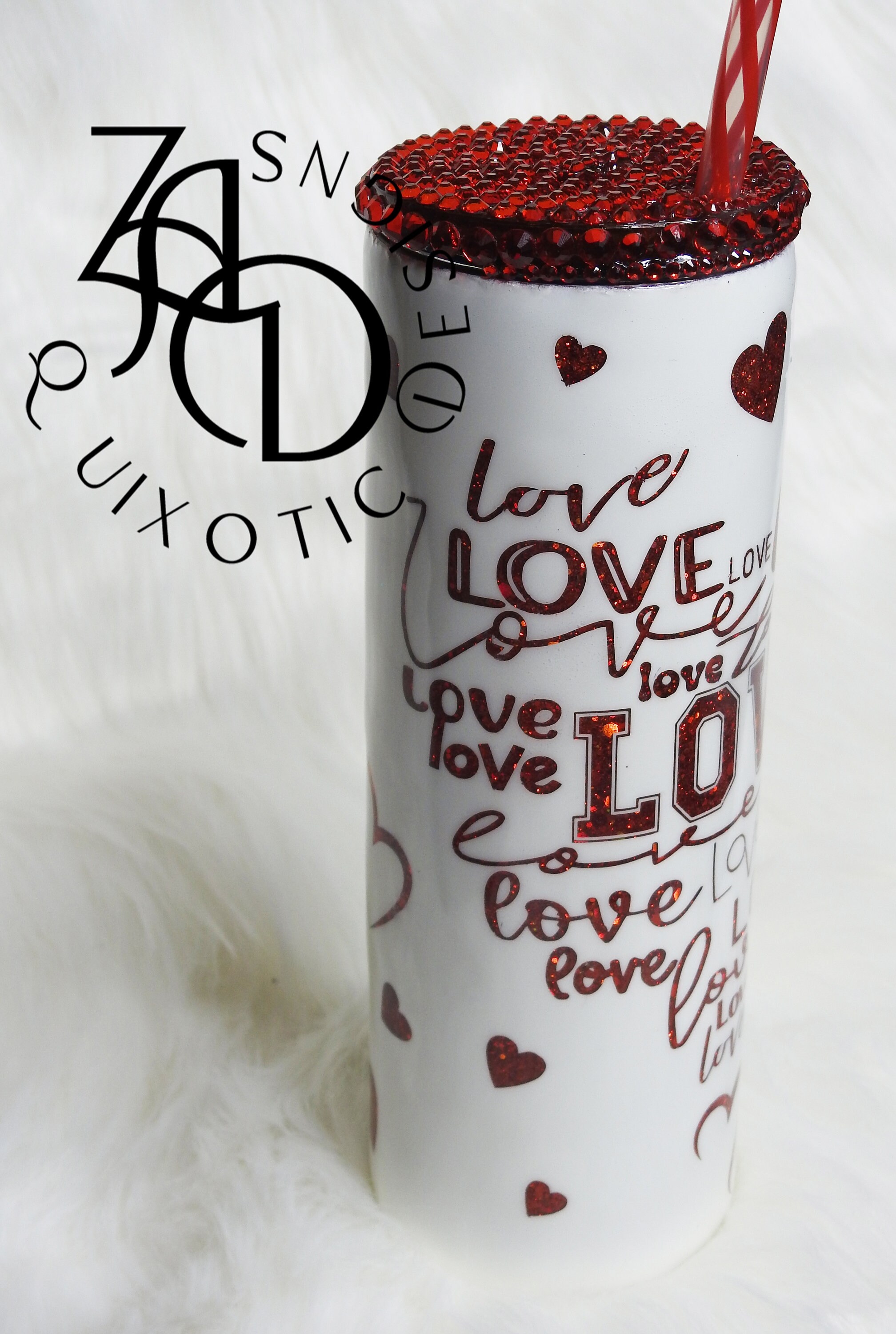 Crimson Red Peek-a-boo Glitter 20oz Skinny Tumbler W/rhinestone Lid ...