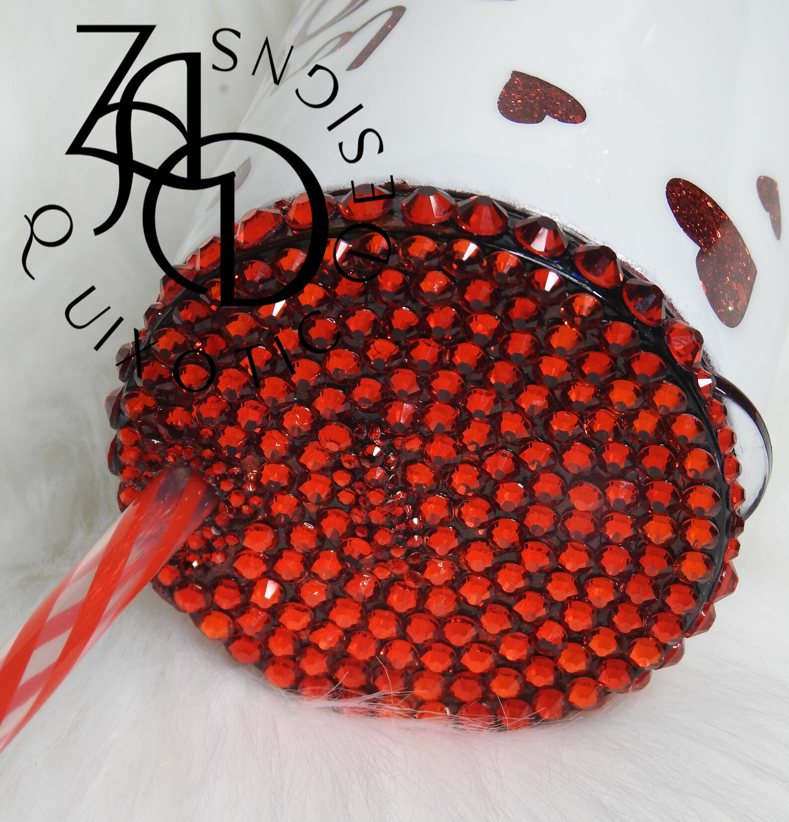Crimson Red Peek-a-boo Glitter 20oz Skinny Tumbler W/rhinestone Lid ...