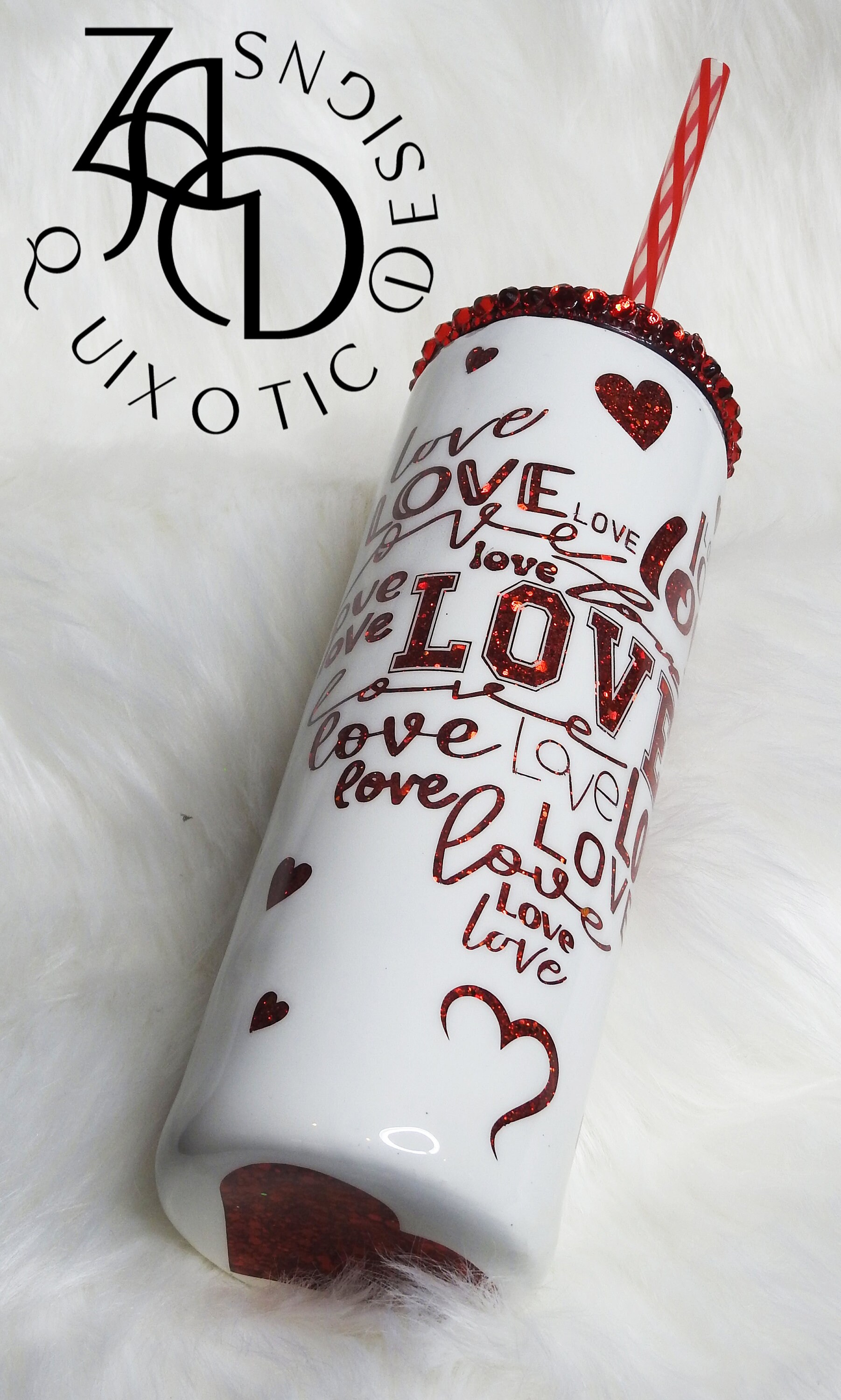 Crimson Red Peek-a-boo Glitter 20oz Skinny Tumbler W/rhinestone Lid ...