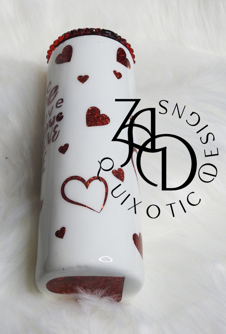 Crimson Red Peek-a-boo Glitter 20oz Skinny Tumbler W/rhinestone Lid ...