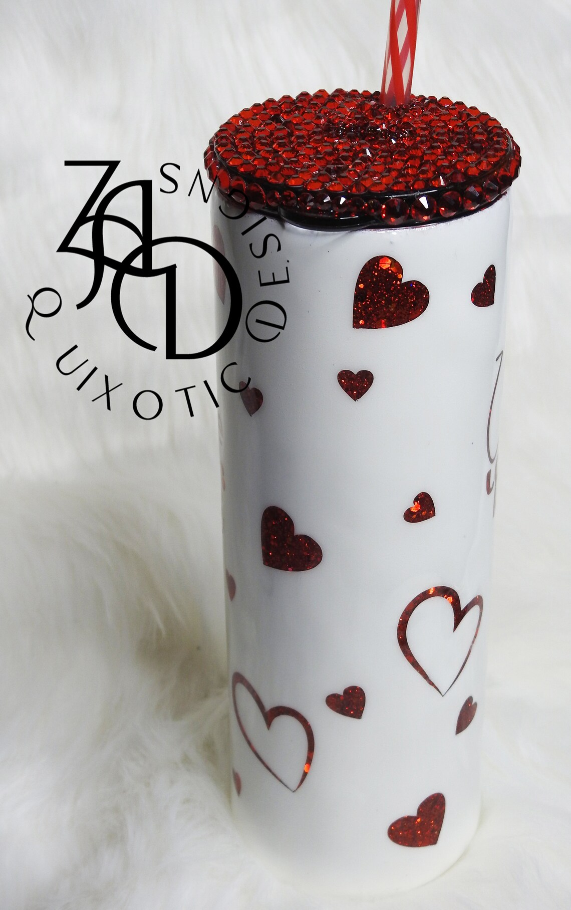 Crimson Red Peek-a-boo Glitter 20oz Skinny Tumbler W/rhinestone Lid ...
