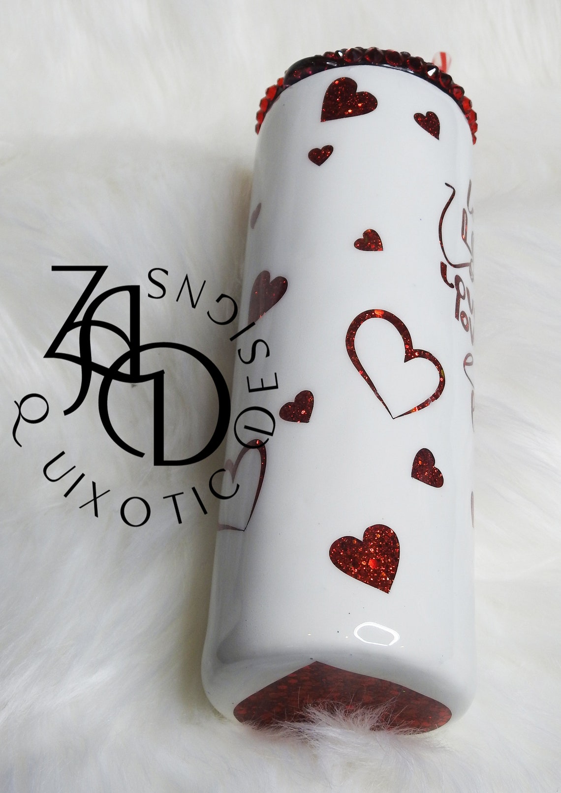 Crimson Red Peek-a-boo Glitter 20oz Skinny Tumbler W/rhinestone Lid ...
