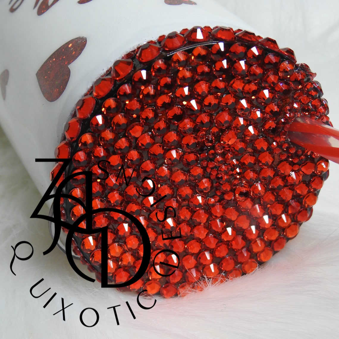 Crimson Red Peek-a-boo Glitter 20oz Skinny Tumbler W/rhinestone Lid ...