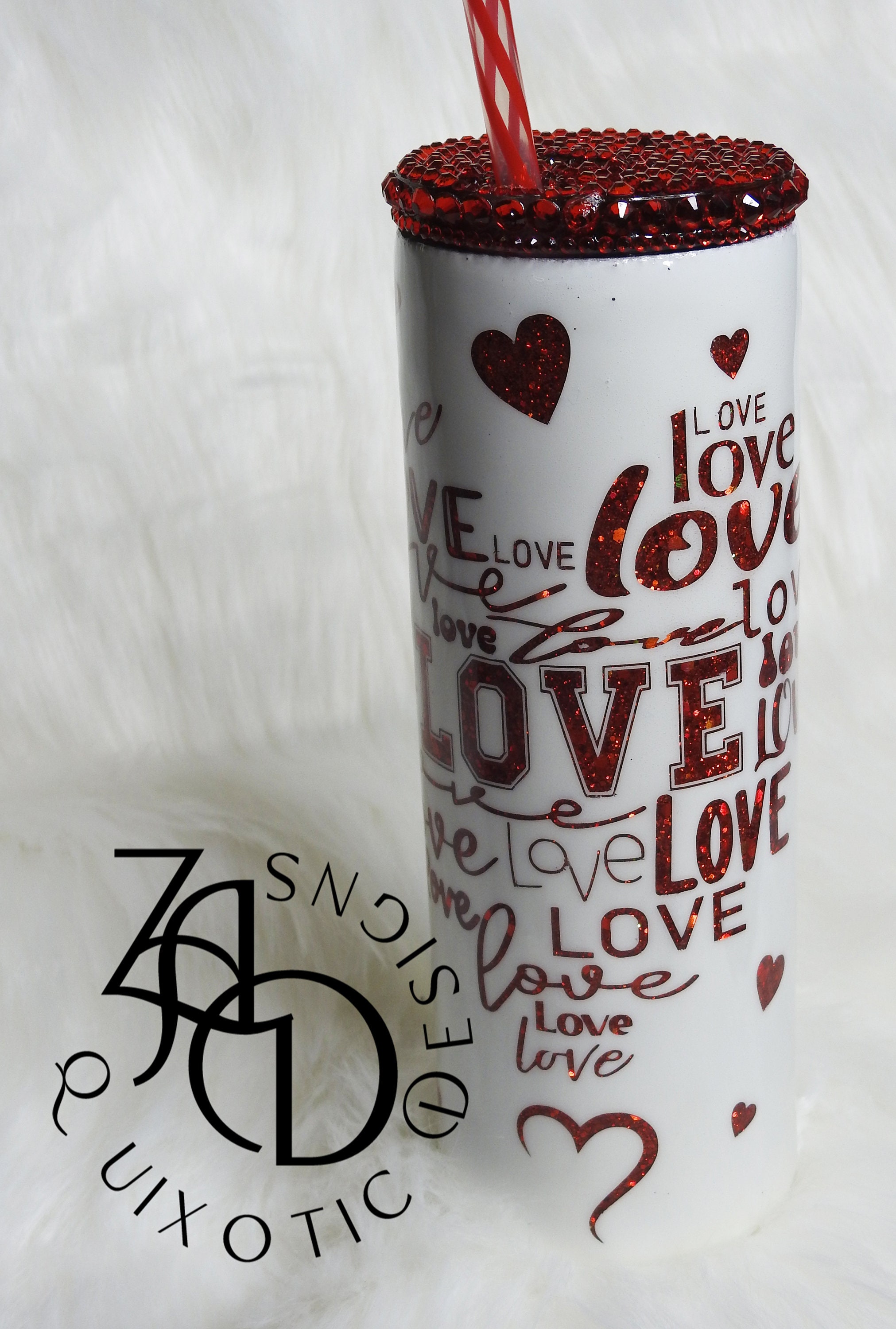 Crimson Red Peek-a-boo Glitter 20oz Skinny Tumbler W/rhinestone Lid ...
