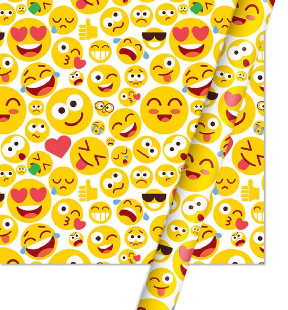 Set of 2 Emoji Gift Wrapping Paper Sheet Decor | Etsy