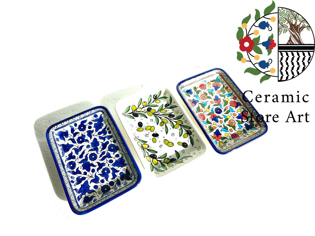 Handmade Palestinian Ceramic Serving Plate: Floral Hebron Dish - Etsy