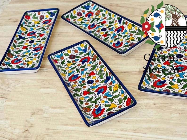 Handmade Ceramic Breakfast Set: Floral Hebron Serving Set (9 Items) - Etsy