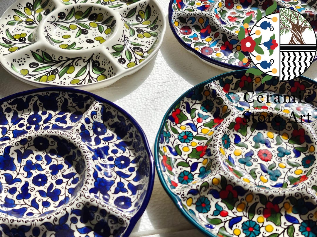 Appetizer Plater Round 5-section | Handmade Hand Painted Ceramic ...