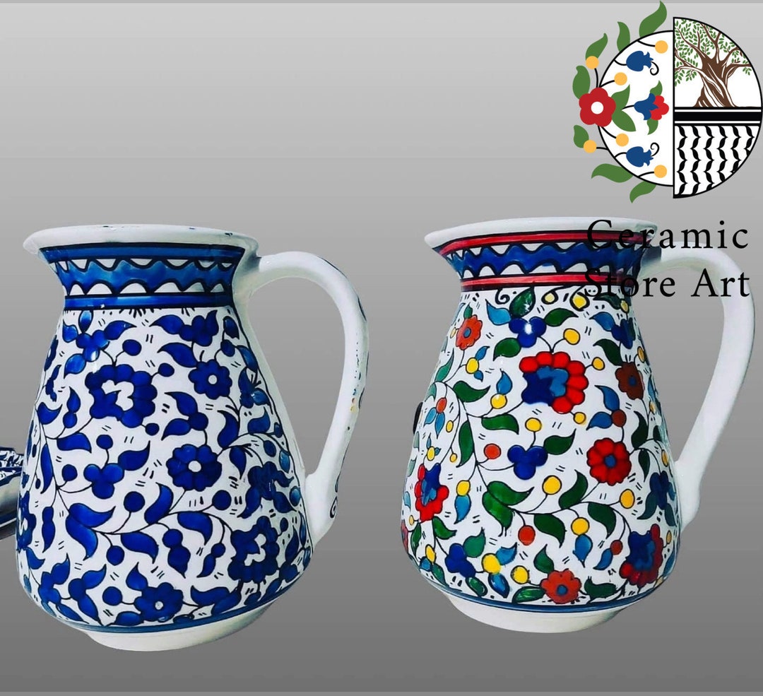 Water Jug Handmade Hand Painted High Quality Ceramic Multi Colored ...