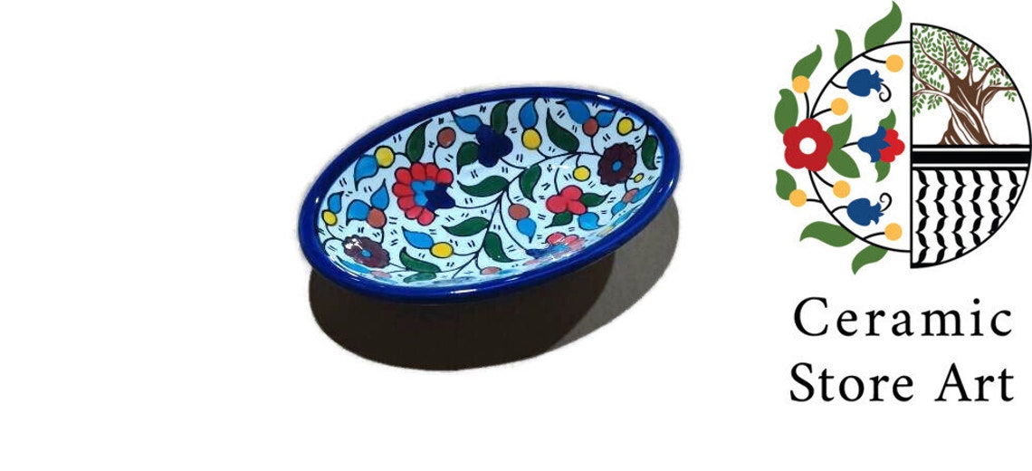 Oval Serving Plate Set Multi Colored Floral Handmade Hand | Etsy