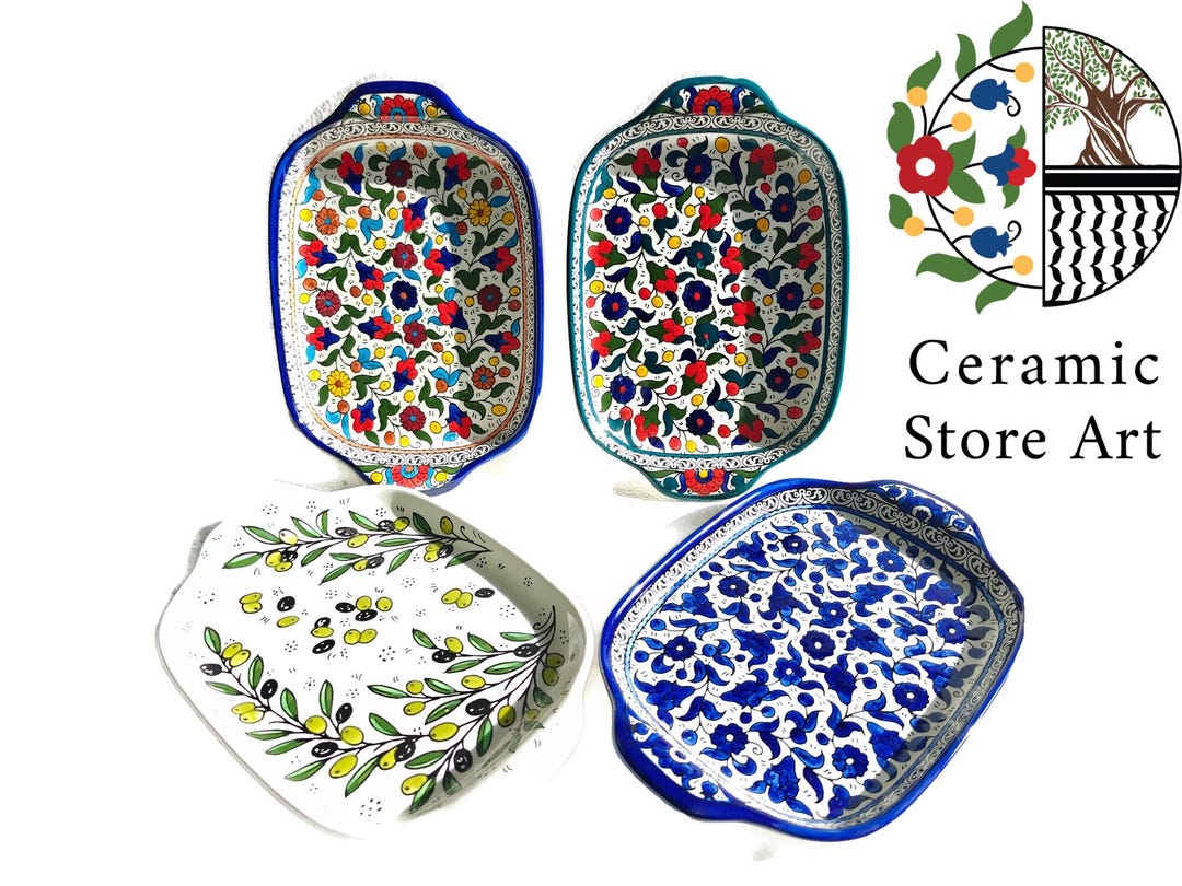 Ceramic Rectangular Plate | Handmade Hand-painted | Multicolored ...