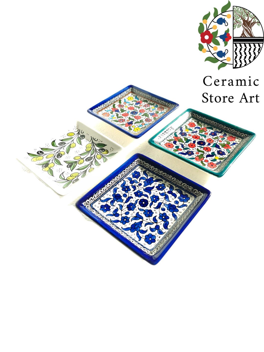Ceramic Square Plate 13cm | Palestinian Handmade Hand Painted Ceramic ...