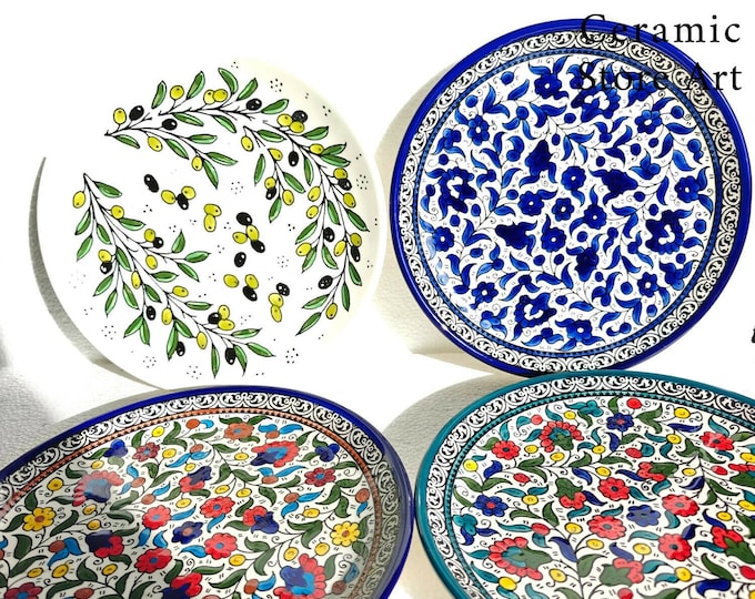 Handmade Patterned Ceramic Plate Set of 4, Turkish Ceramic Plate ...