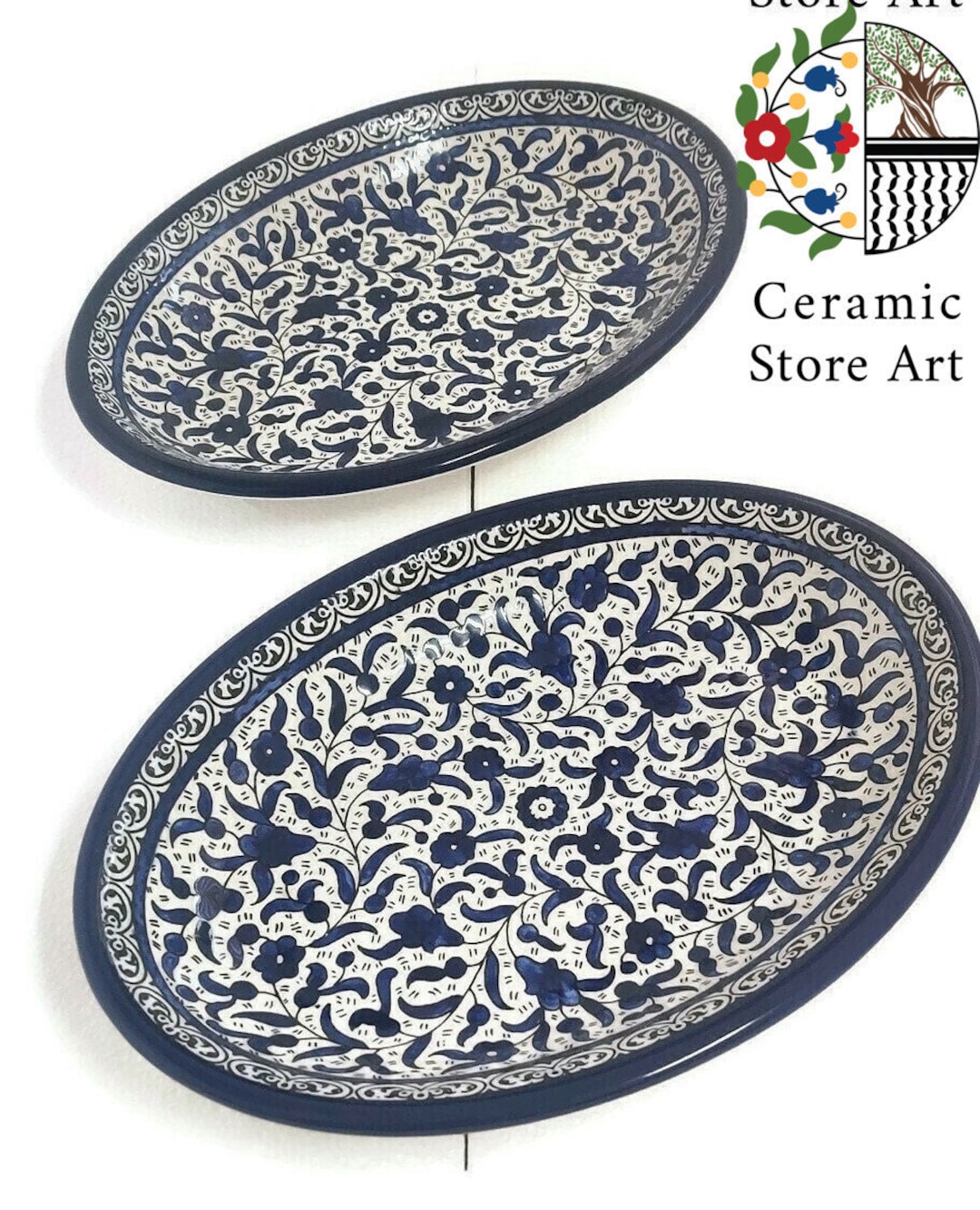 Oval Shaped Ceramic Serving Plate | Handmade Handpainted High Quality ...
