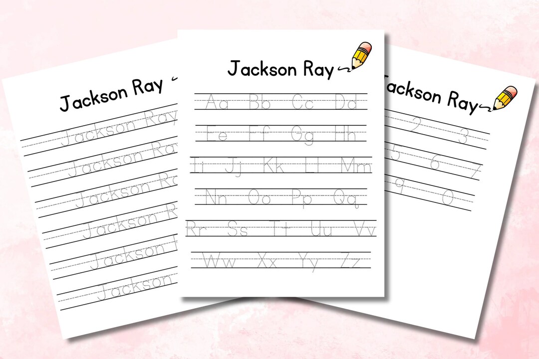 Custom Name Tracing Pages With Alphabet and Numbers - Etsy