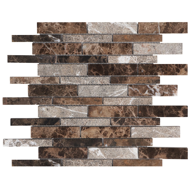 Brown Emperador Marble Mosaic Tile: Modern Linear Backsplash - Etsy