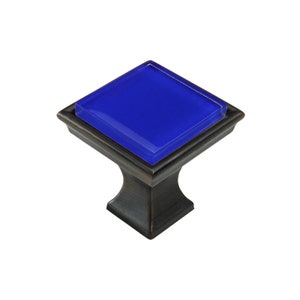 Modket Glass Square Knobs Oil Rubbed Bronze Base Cabinet Knob Dresser ...