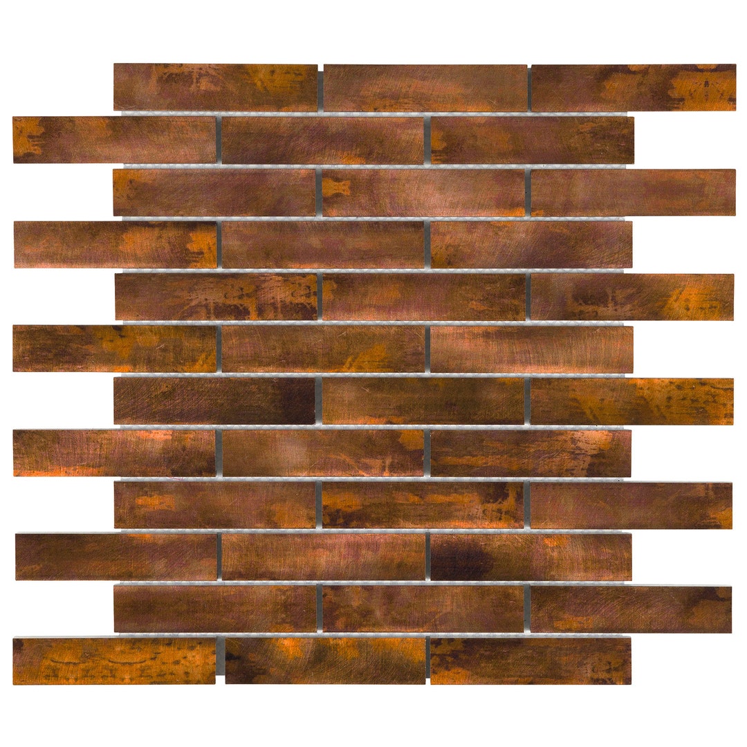 Antique Copper Metallic Brick Mosaic Tile Backsplash - Etsy