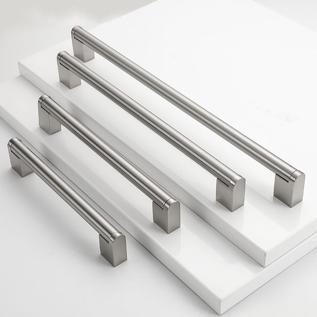 Brushed Nickel Cabinet Handles: Modern Stainless Steel Drawer Pulls - Etsy