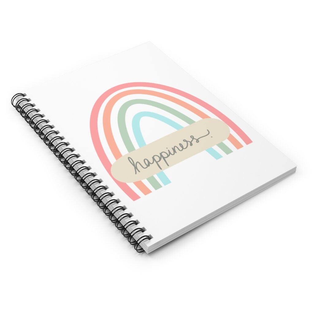 Rainbow Happiness Spiral Notebook Lined / Cute to Do List - Etsy
