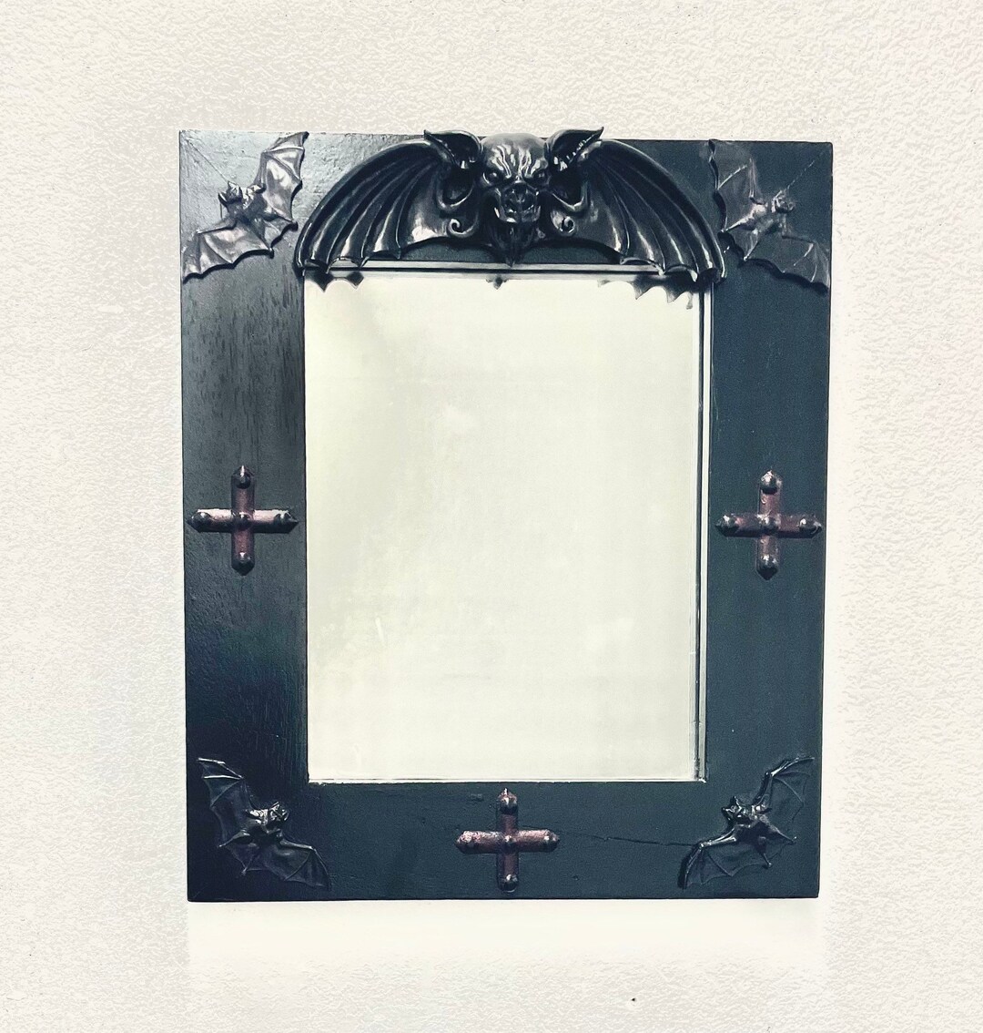 Gothic Bat and Cross Mirror - Etsy