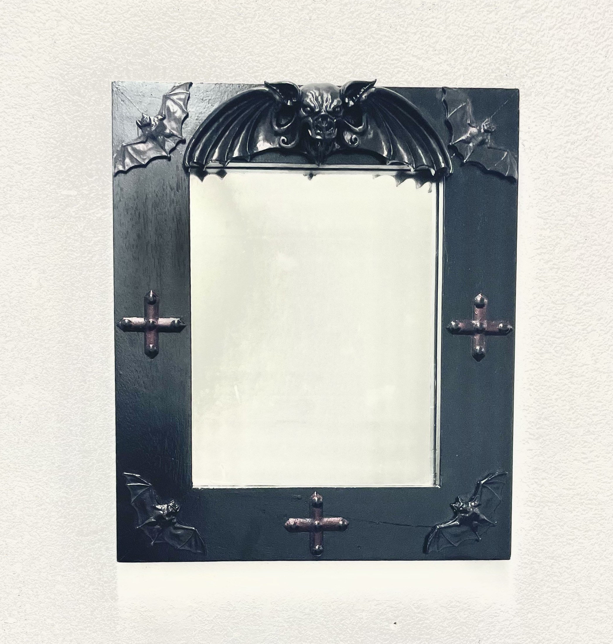 Gothic Bat and Cross Mirror - Etsy
