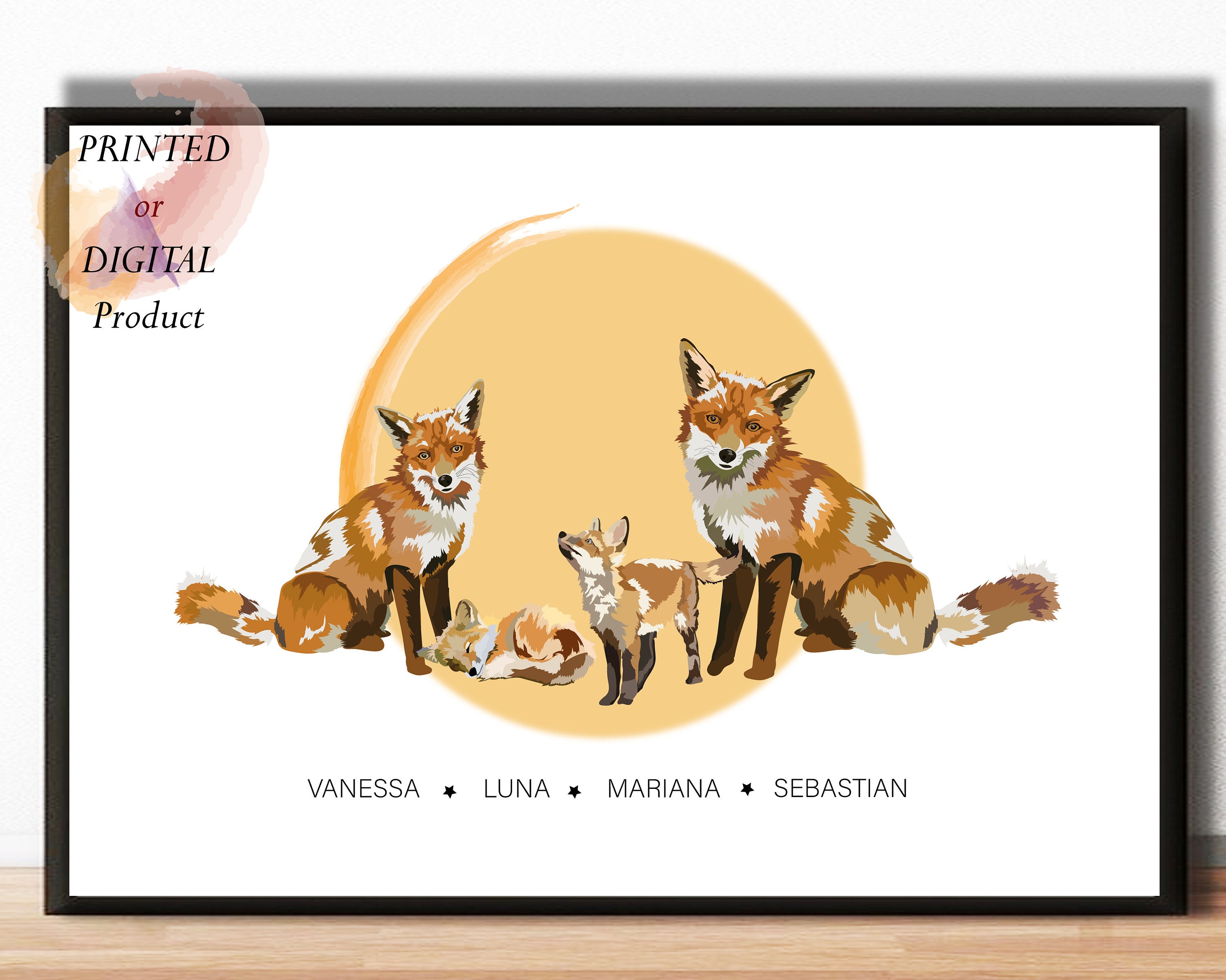 Drawing Of Fox Family