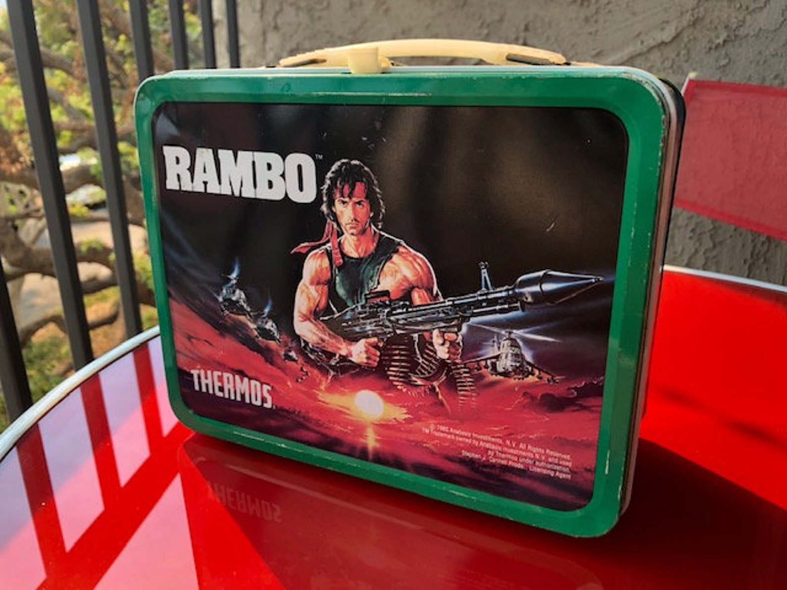 Rare Rambo Textured Metal Lunch Box 1985 Vintage Thermos | Etsy