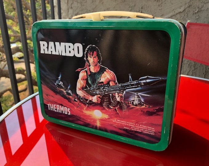 Rare Rambo Textured Metal Lunch Box 1985 Vintage + Thermos - Etsy
