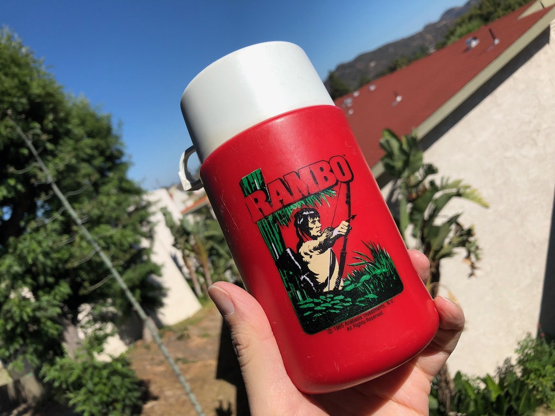 Rare Rambo Textured Metal Lunch Box 1985 Vintage Thermos | Etsy