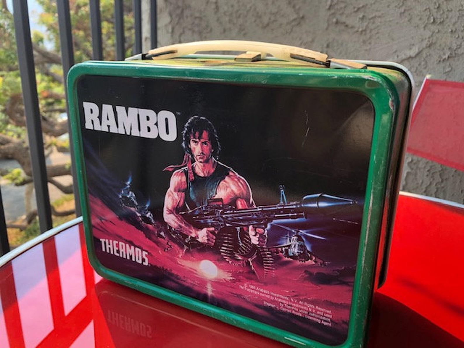 Rare Rambo Textured Metal Lunch Box 1985 Vintage Thermos | Etsy