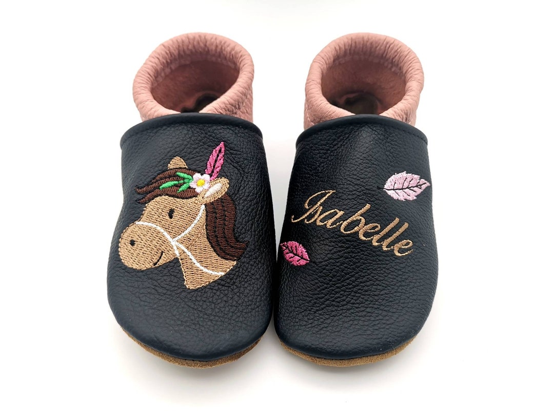 Organic Crawling Shoes With Name personalized Leather - Etsy