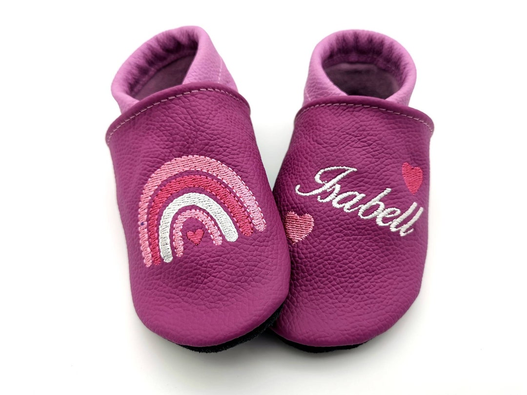 Organic Crawling Shoes With Names personalized Leather - Etsy