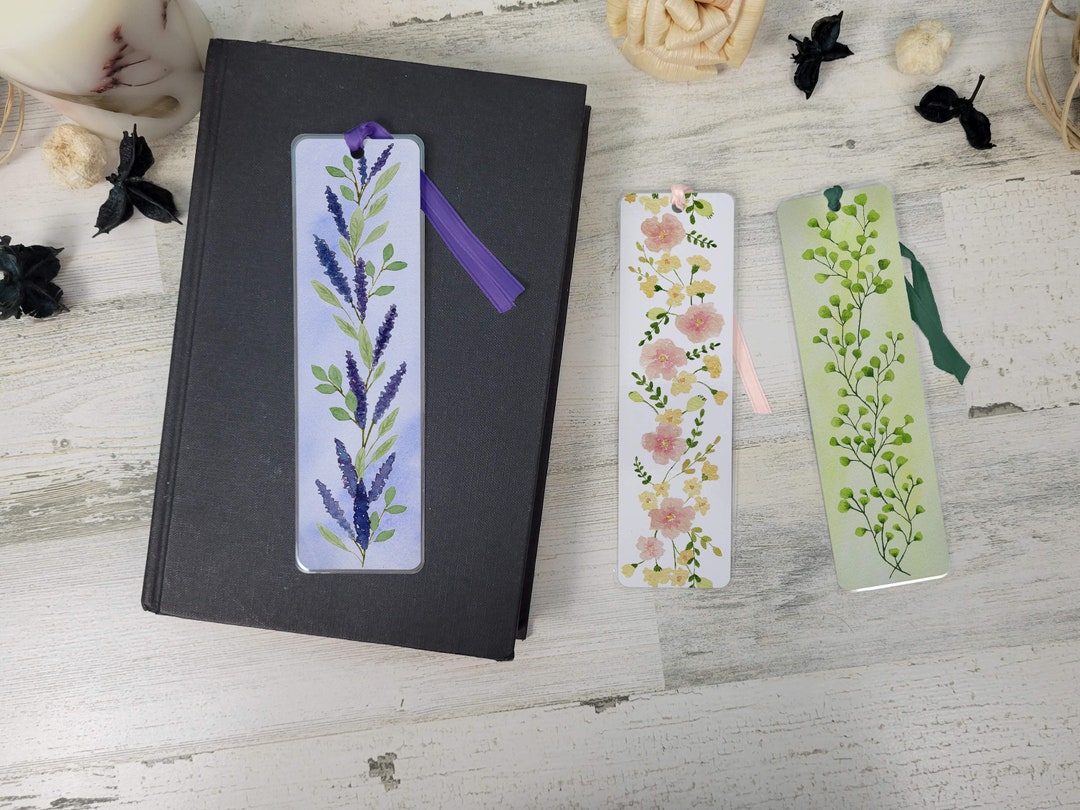 Watercolor Print Bookmarks, Handmade and Laminated With Ribbon, Gift ...