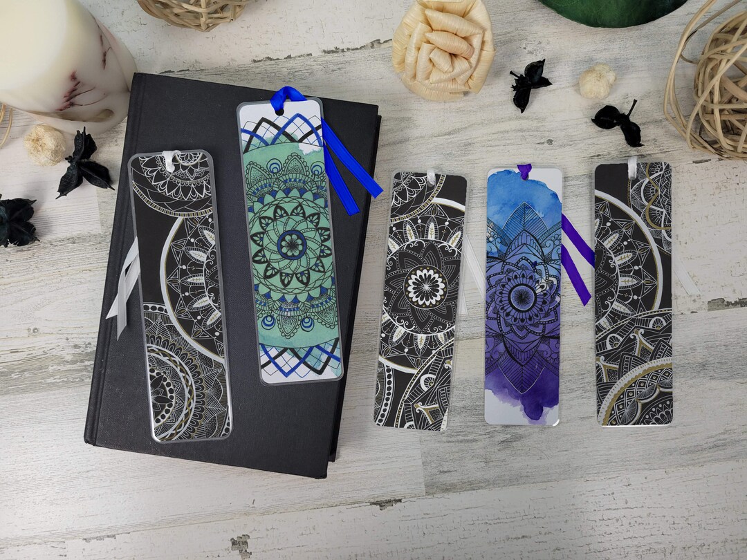 Handmade Mandala Bookmarks, Laminated Bookmark, Watercolor and Ink ...
