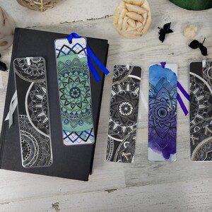 Handmade Mandala Bookmarks, Laminated Bookmark, Watercolor and Ink ...