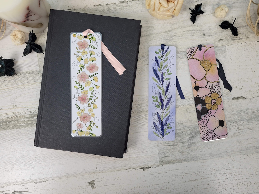 Watercolor Doodle Bookmarks, Handmade and Laminated With Ribbon, Gift ...