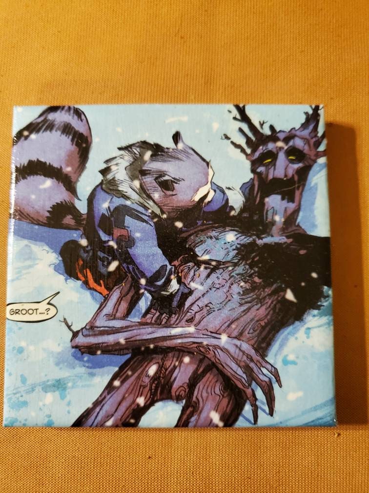 Rocket Racoon and Groot Coaster - Etsy