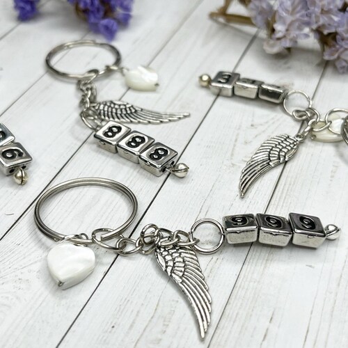 Angel Number Keychain Customize Your Own Crystal Beads - Etsy