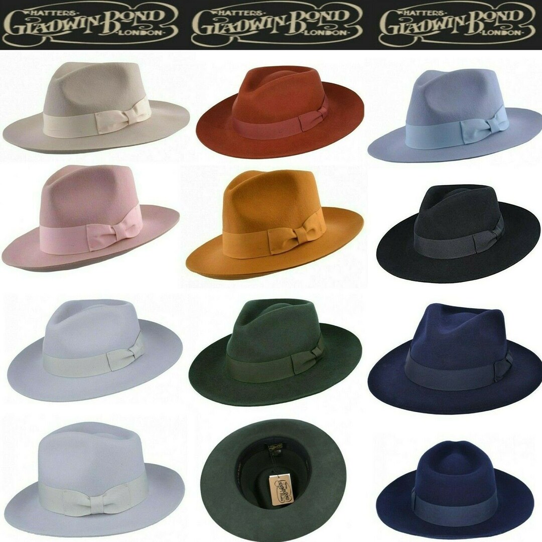 Gladwin Bond Stiff Brim Fedora Wool Hat Wide Brim Fedora Formal Hat ...