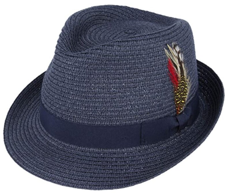 Unisex Straw Crushable Foldable Summer Trilby Hat With - Etsy