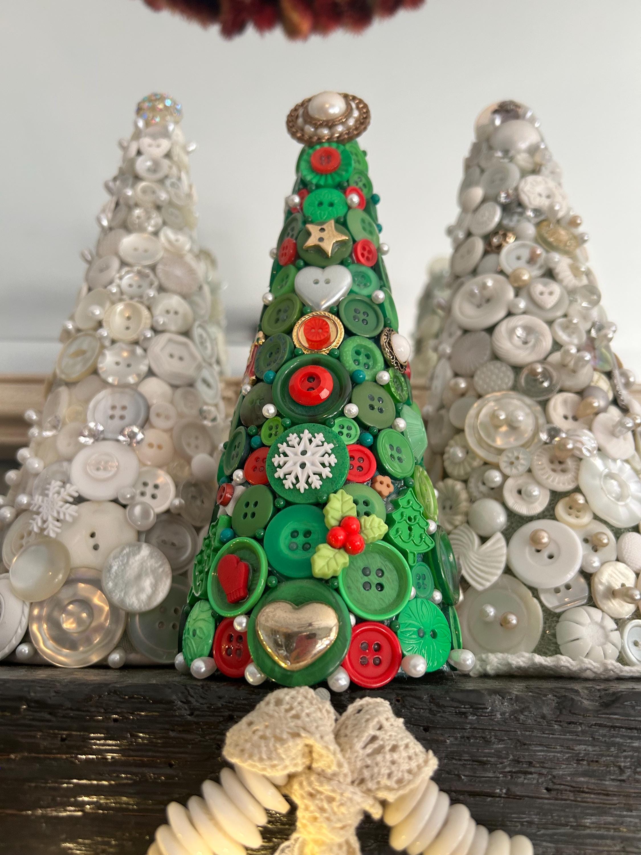 Christmas Themed Button Tree Green, Red, and Gold Colored Buttons ...