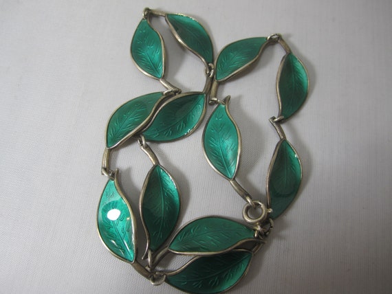 David Andersen Sterling Silver and Green Guilloche En… - Gem