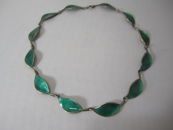 David Andersen Sterling Silver and Green Guilloche En… - Gem